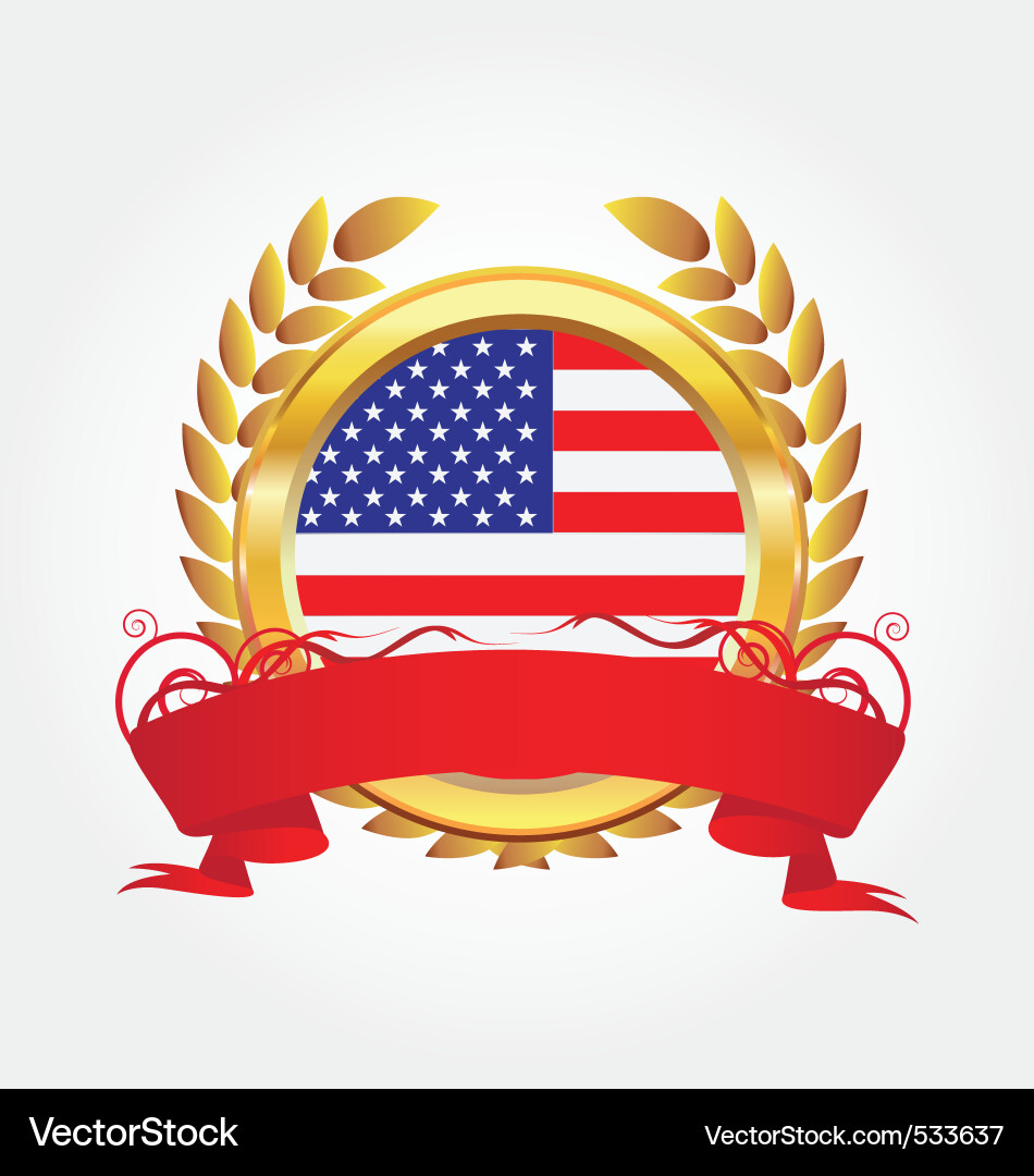 Gold award with american flag Royalty Free Vector Image