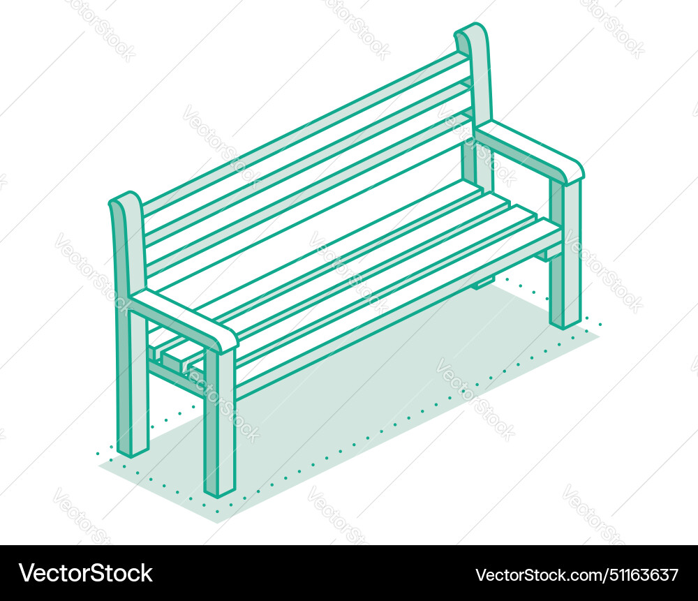 Isometric outline modern street bench minimalist Vector Image