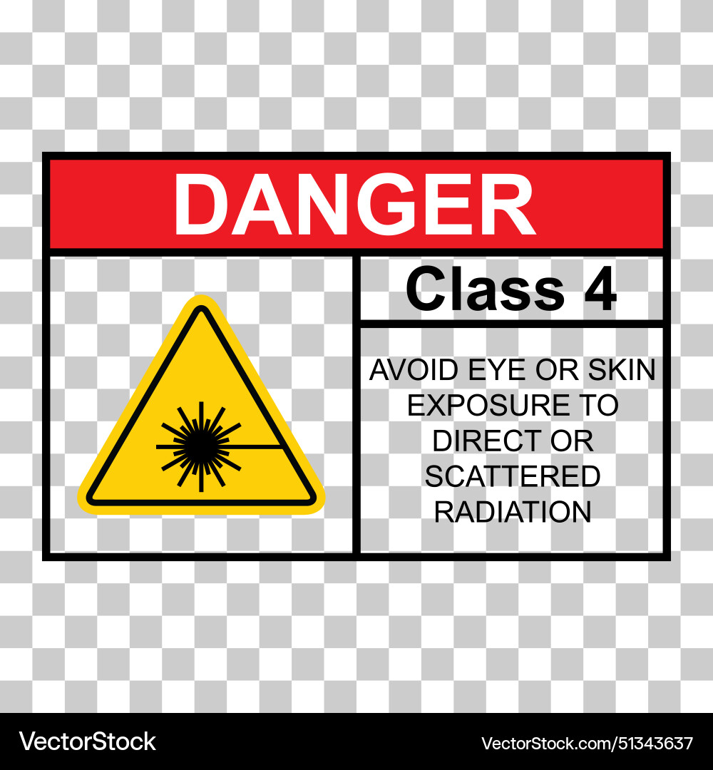 Laser radiation danger class 4 label icon safety Vector Image