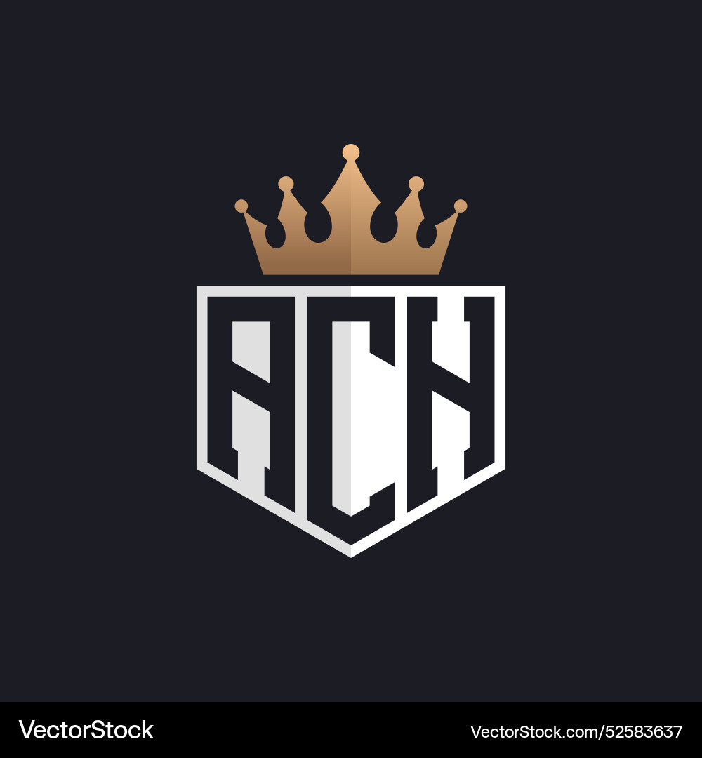 Luxury ach logo with crown elegant initials Vector Image
