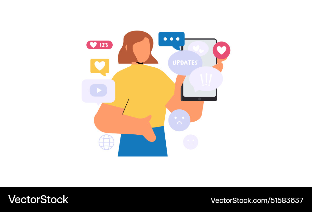 Modern social media problems peculiarities Vector Image