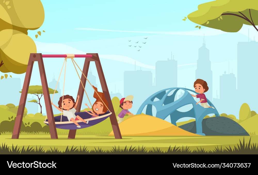 Outdoor children playground composition Royalty Free Vector