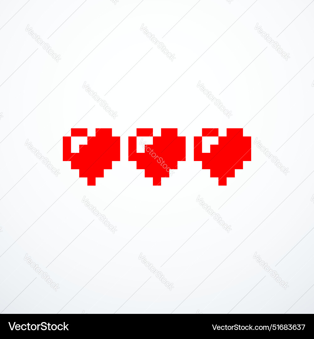 Pixel health bar hearts Royalty Free Vector Image