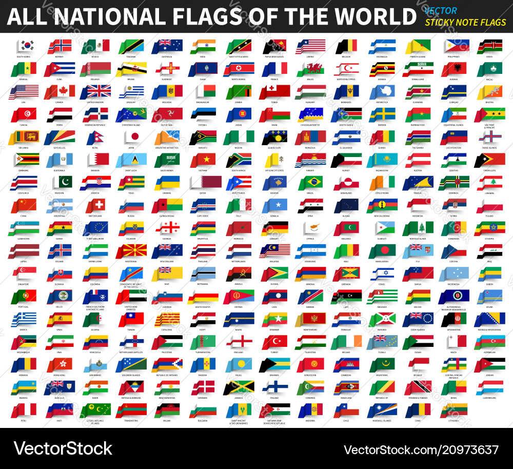 Sammlung der Welt-Nationalfahnen Lizenzfreies Vektorbild