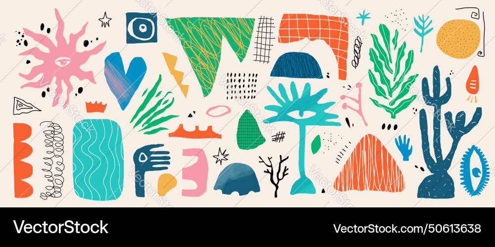 Abstract doodle shapes scribble graphic elements Vector Image