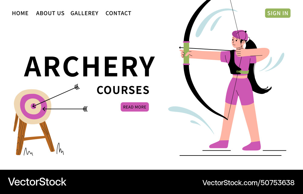 Archery courses website template background Vector Image