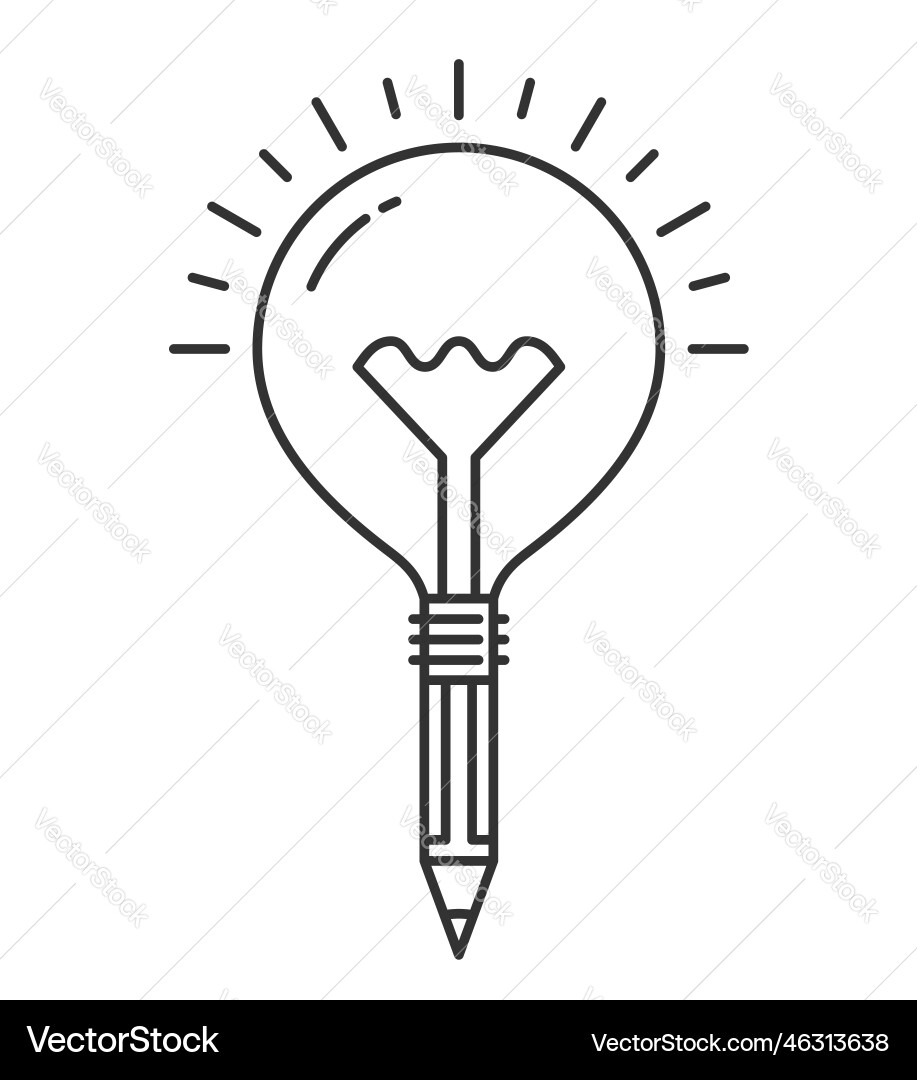 Bulb with pencil line icon Royalty Free Vector Image