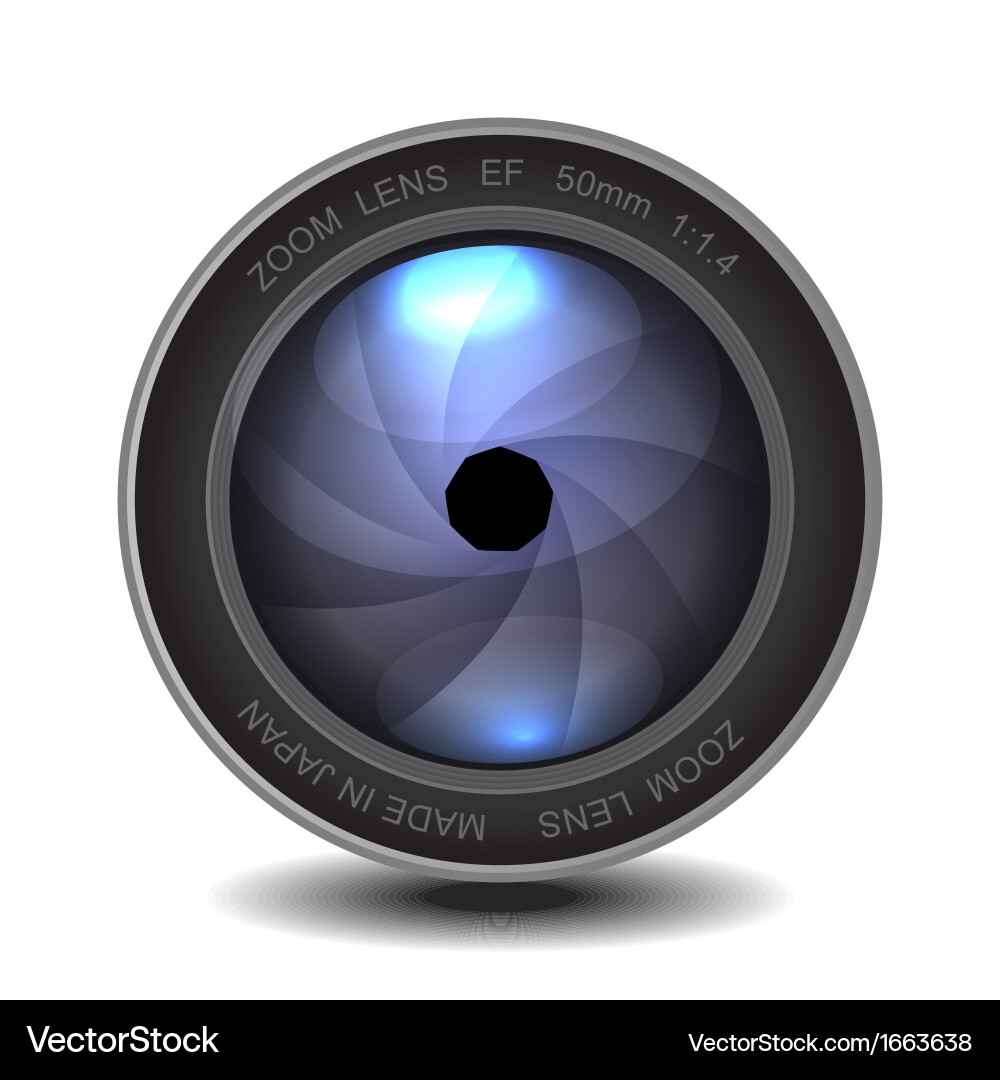 Camera photo lens with shutter Royalty Free Vector Image