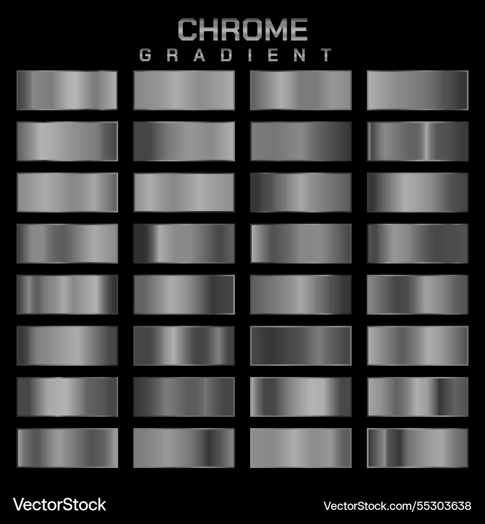 Collection of chrome metallic gradient brilliant Vector Image