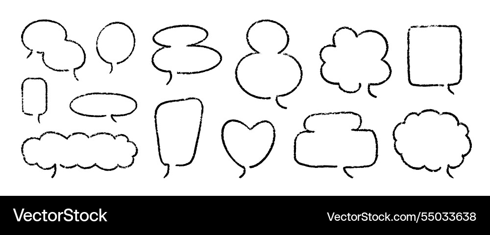 Crayon speech bubbles set chalk scribble Vector Image