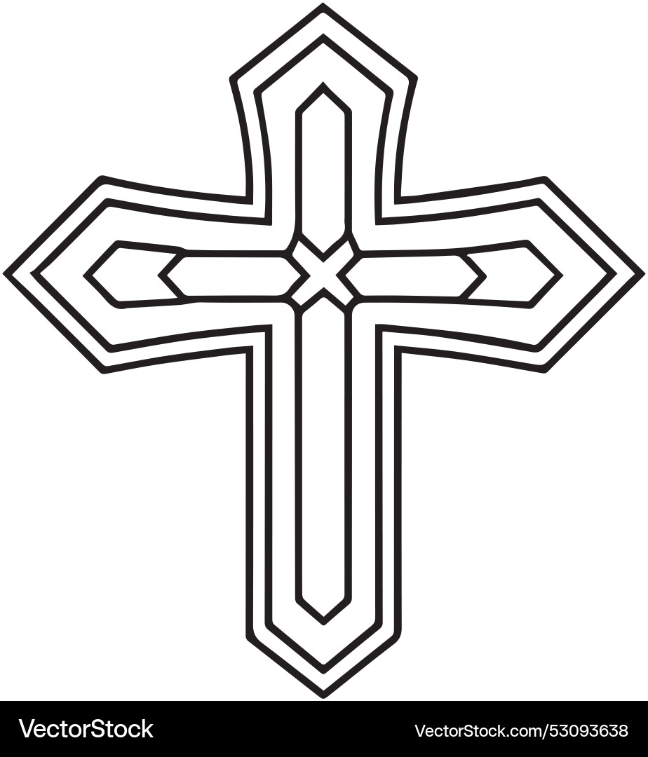Cross line art design Royalty Free Vector Image