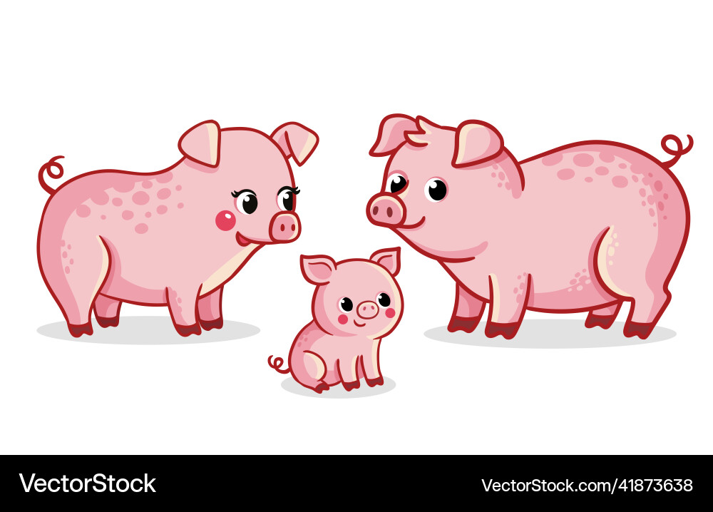 Cute Pig Family Royalty Free Vector Image - VectorStock