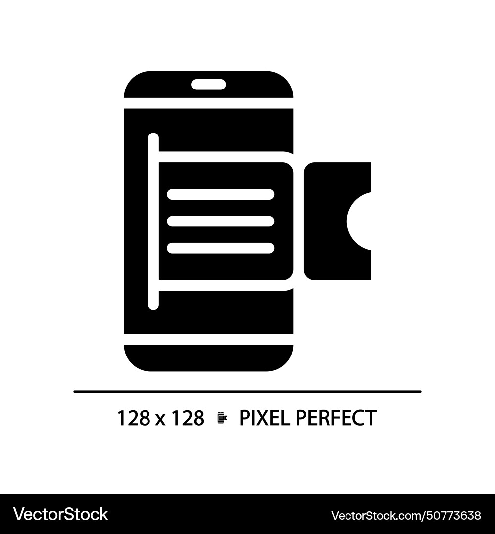 Digital tickets pixel perfect black glyph icon Vector Image