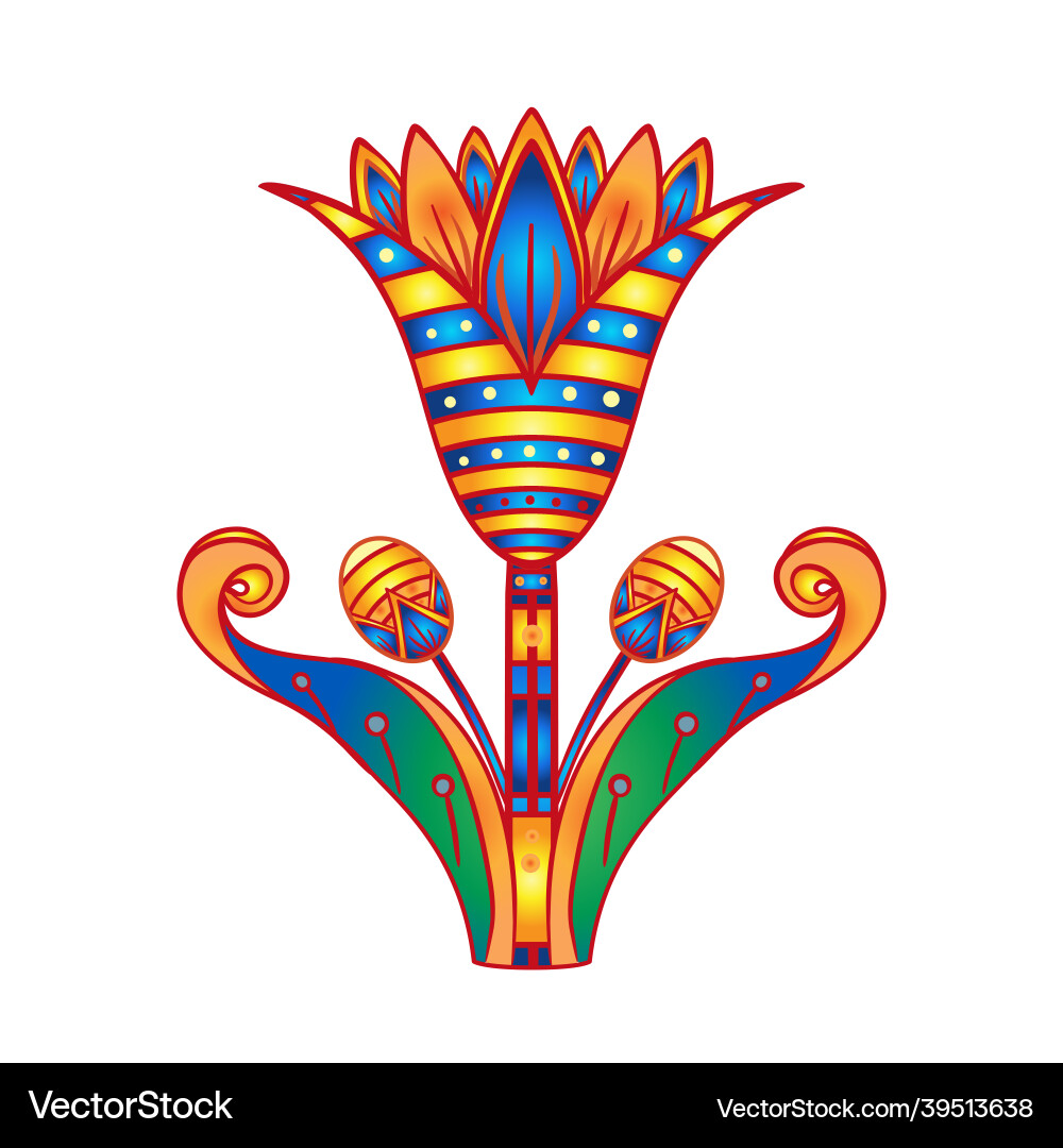 Egyptian floral colorful design element set Vector Image