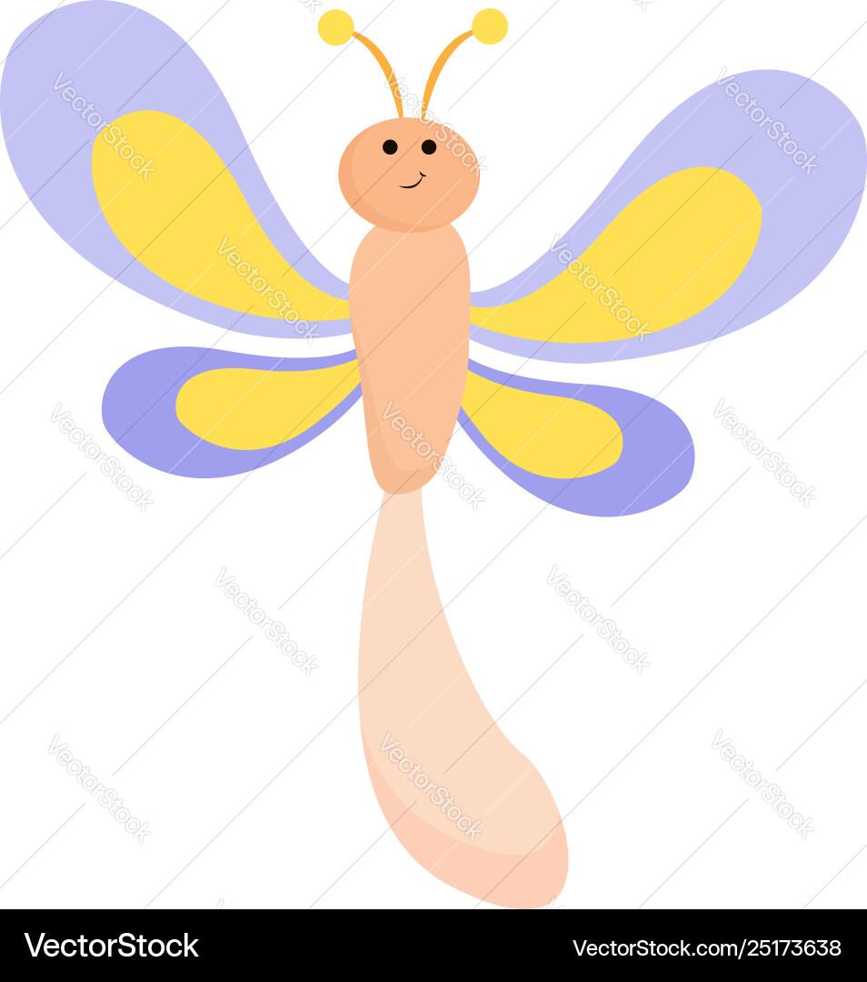 Emoji a smiling dragonfly or color Royalty Free Vector Image