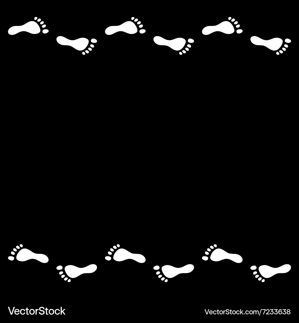 Footprints black and white border frame Royalty Free Vector