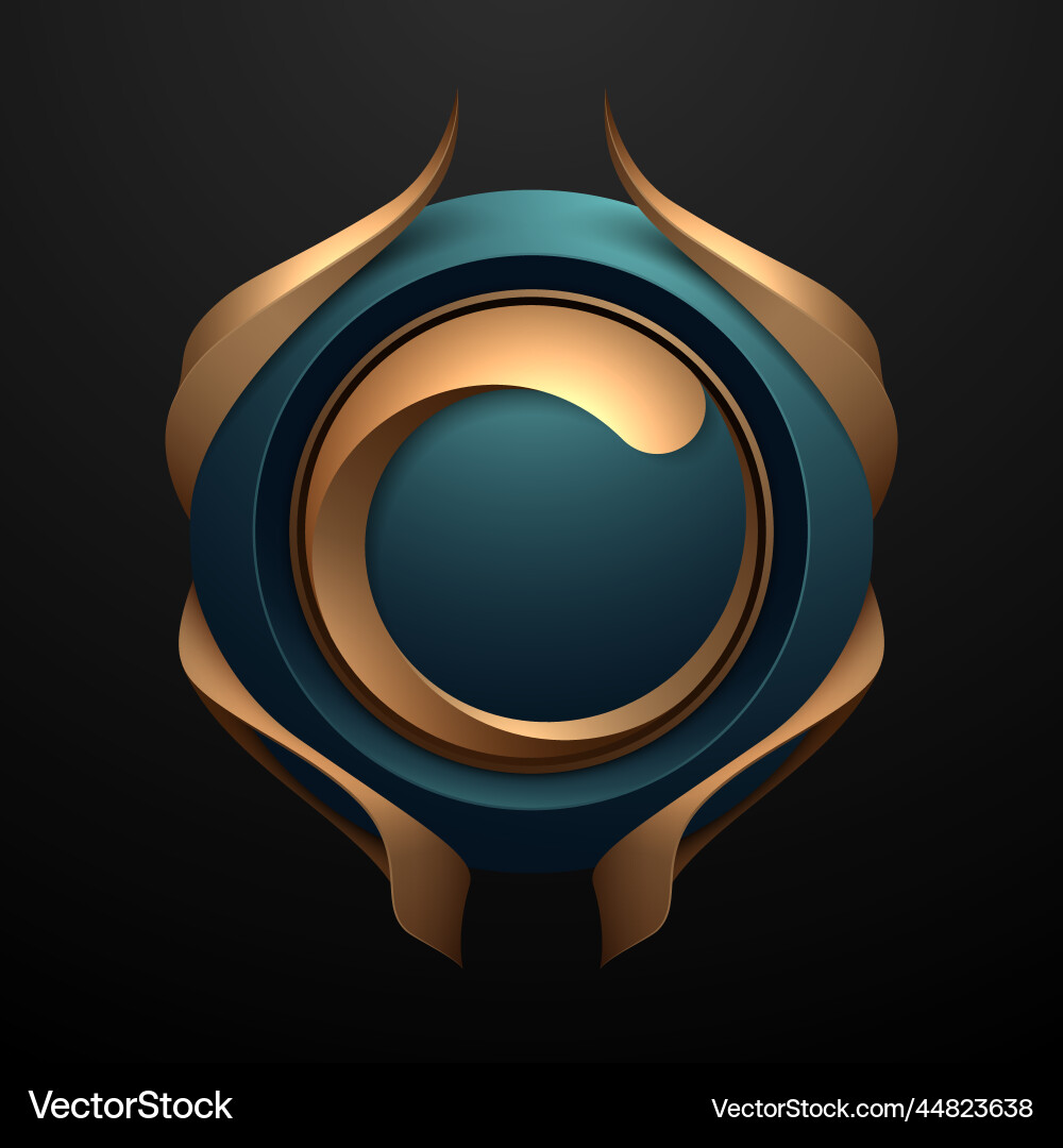 Gold and blue circle badge template Royalty Free Vector