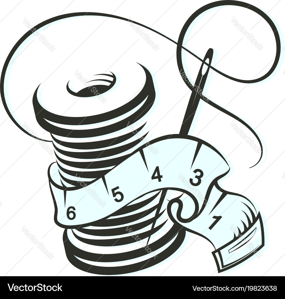 Needle and thread reel for sewing Royalty Free Vector Image