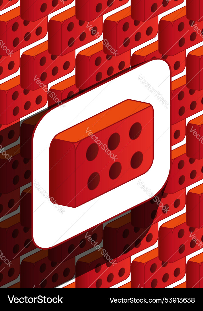 Red brick isometric icon cartoon style seamless Vector Image