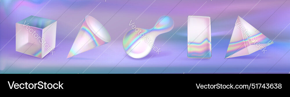 Set of 3d glass geometric objects Royalty Free Vector Image