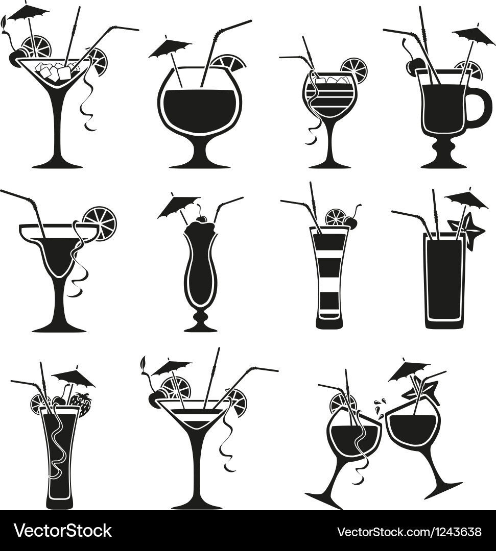 Set of cocktails on white background Royalty Free Vector