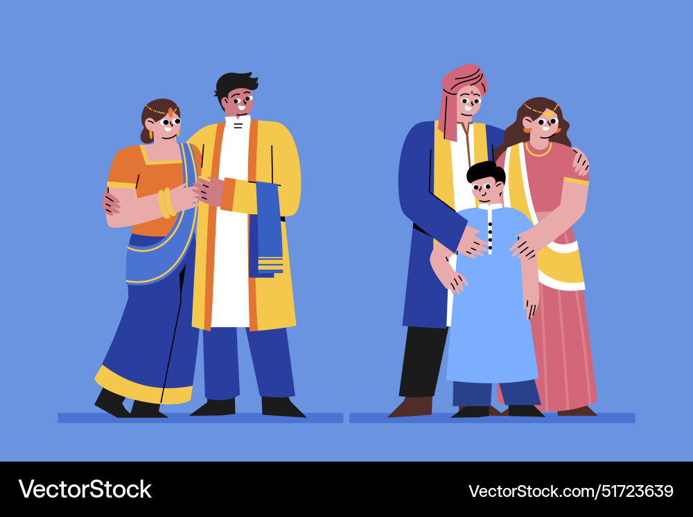 A group of individuals gathered on blue backdrop Vector Image