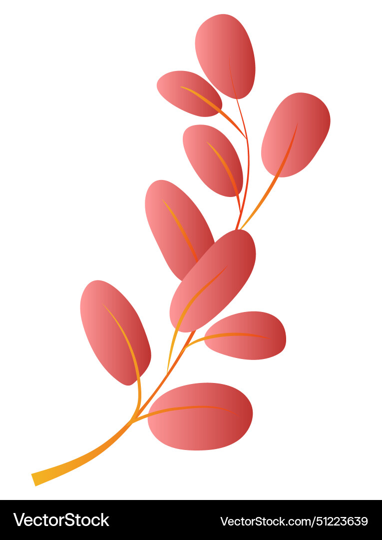 Autumn branch with red leaves in flat design fall Vector Image