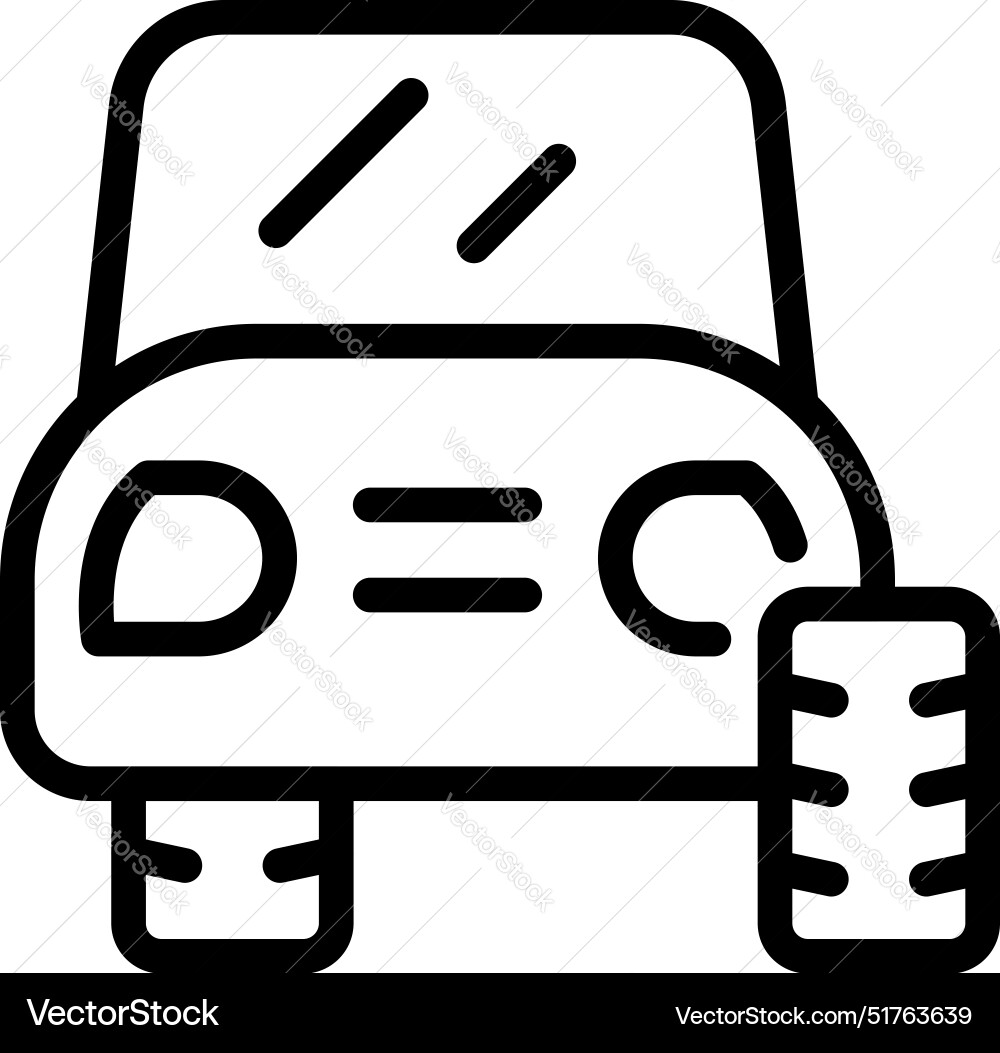 Car awaiting tyre replacement service at garage Vector Image