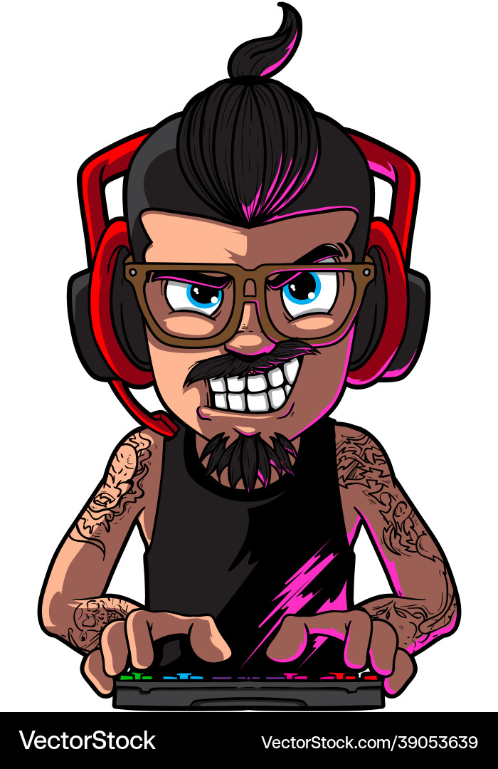 Cartoon game addict Royalty Free Vector Image - VectorStock