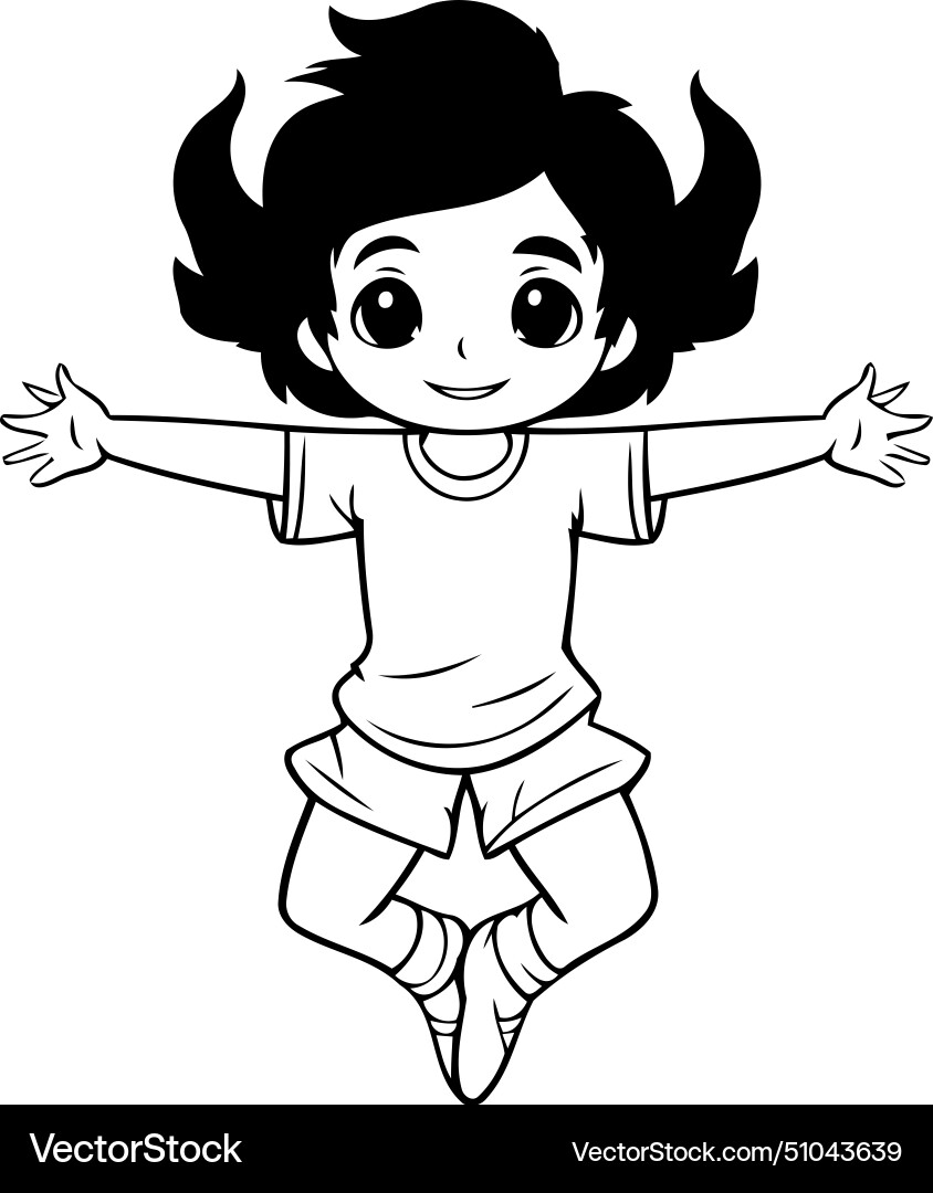 Cute little girl jumping Royalty Free Vector Image