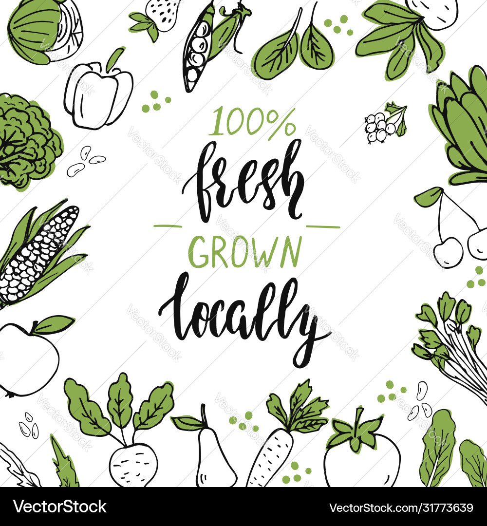 Fresh Vegetable Template Royalty Free Vector Image