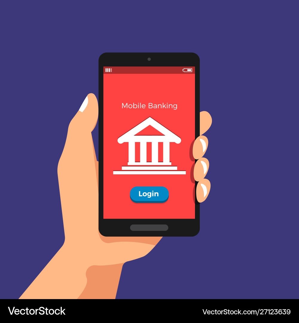 Hand hole smartphone online banking Royalty Free Vector