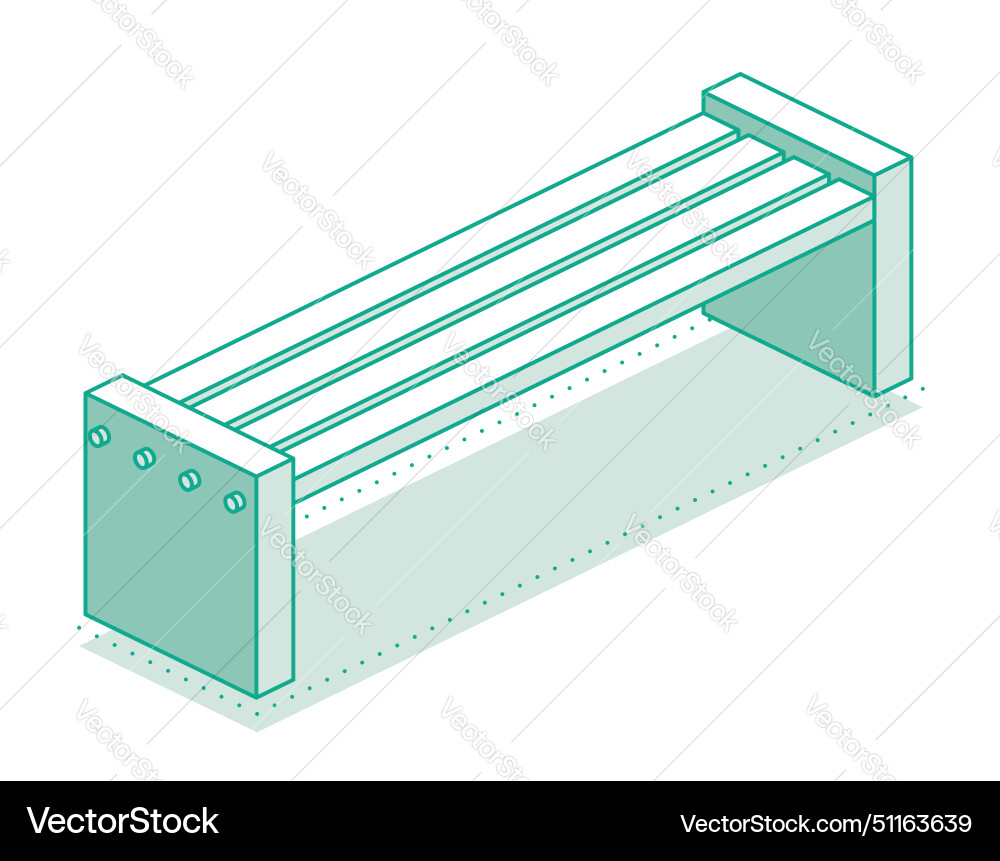 Isometric outline modern street bench minimalist Vector Image