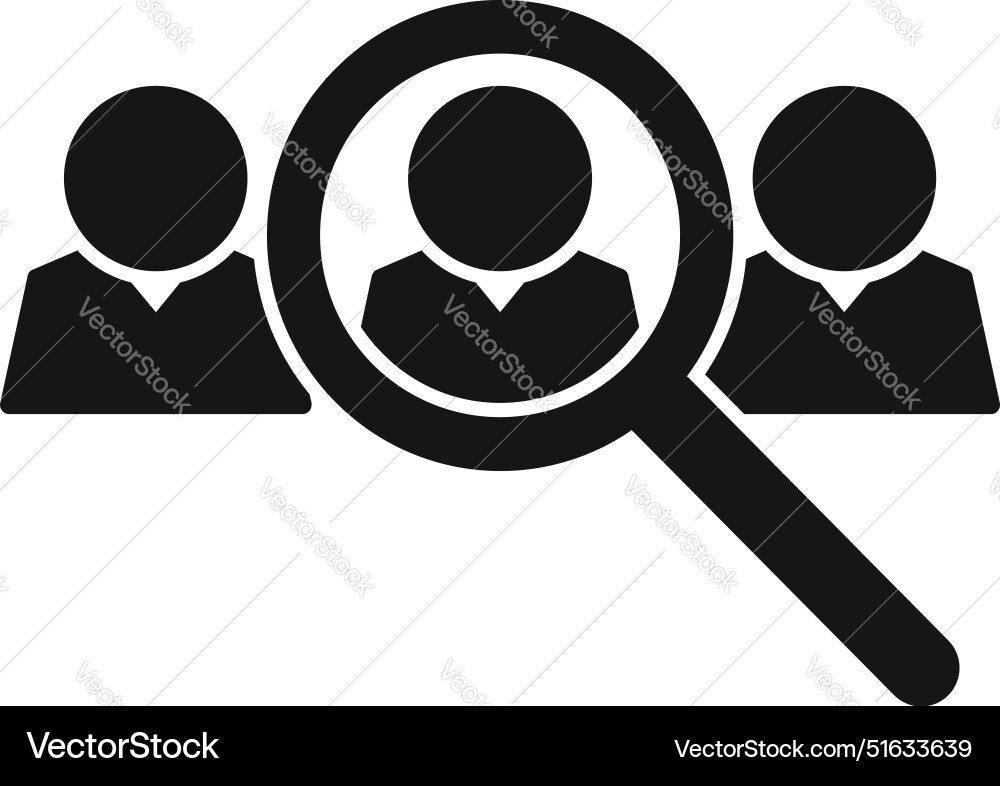 Magnifying glass choosing a candidate from group Vector Image