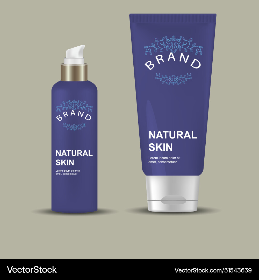 Realistic colored organic cosmetics mockup Vector Image