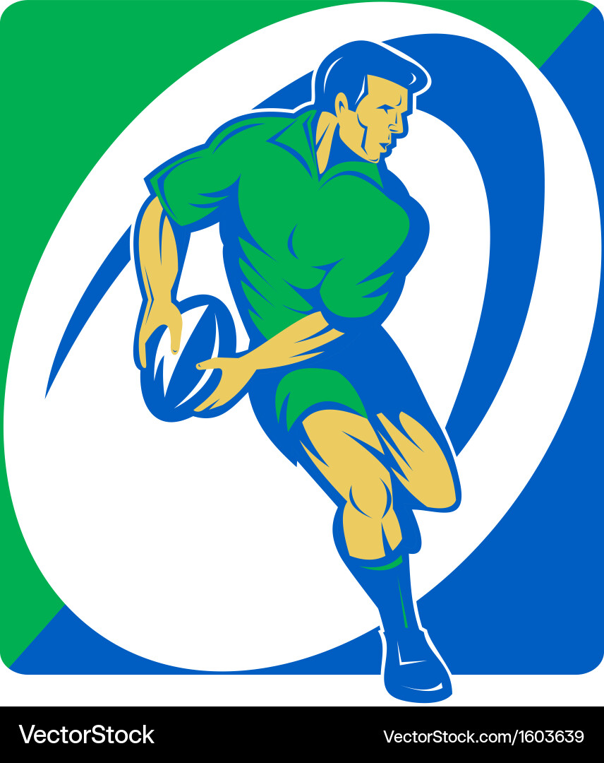 Rugby player running with ball Royalty Free Vector Image