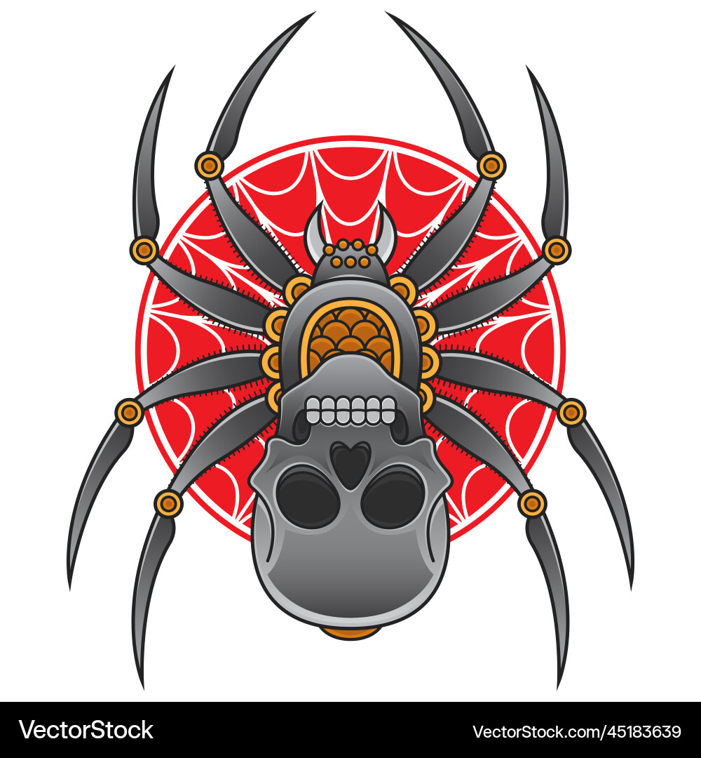Spider head and skull tattoo Royalty Free Vector Image