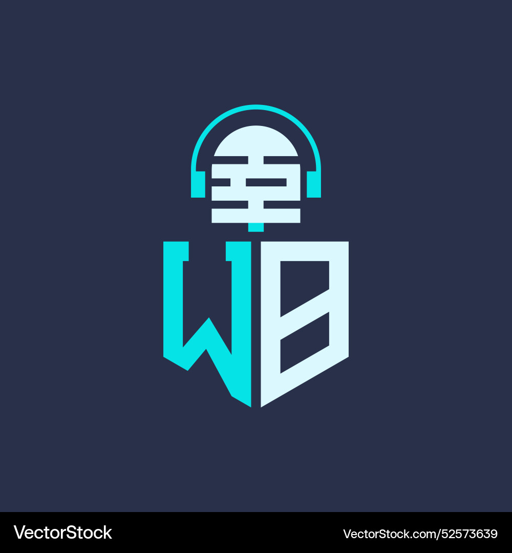 Wb microphone logo design for audio music Vector Image
