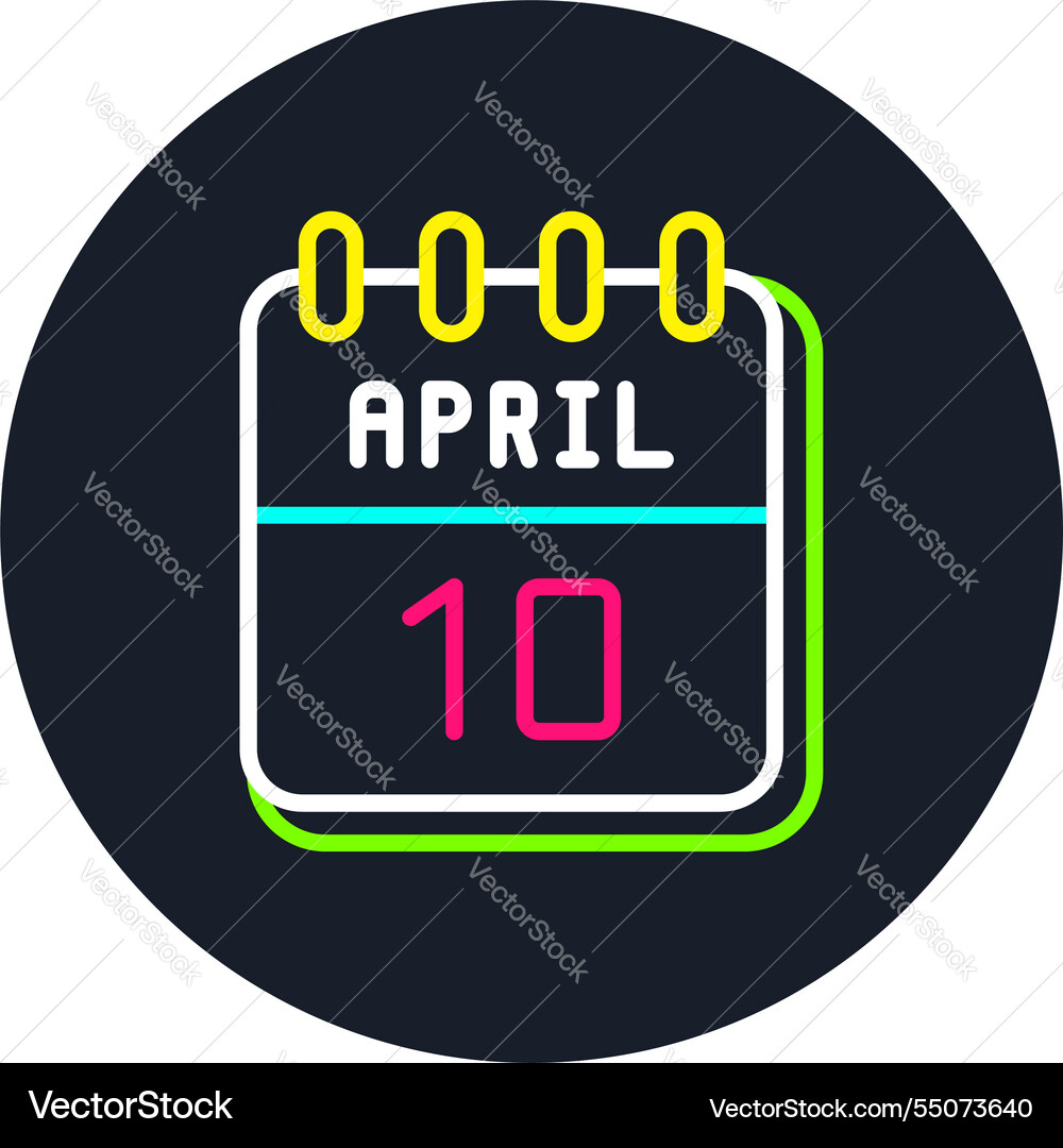 10 april line multi color icon Royalty Free Vector Image