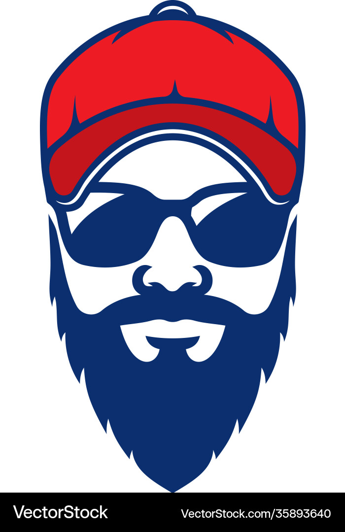 Beard man with sunglasses and baseball cap Vector Image
