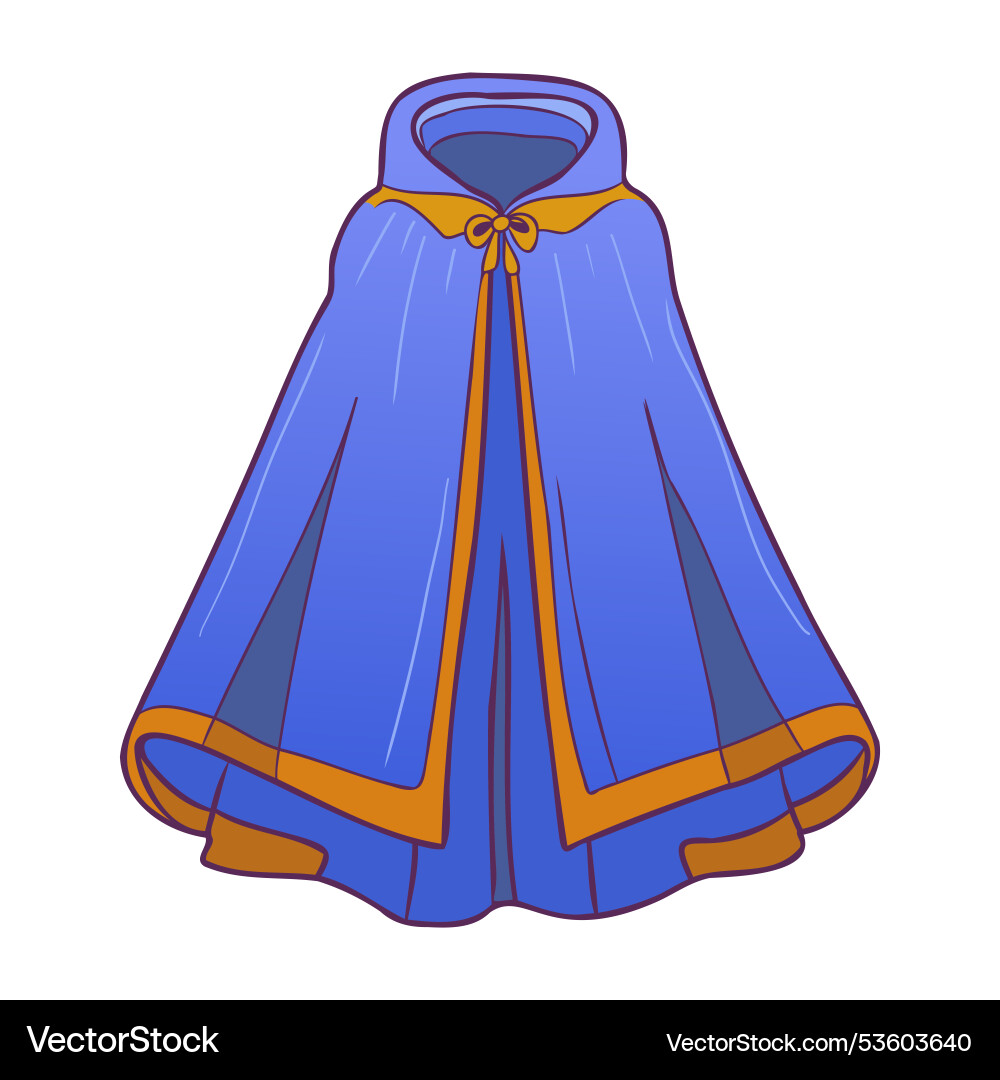Blue magic cloak with hood in flat design Vector Image