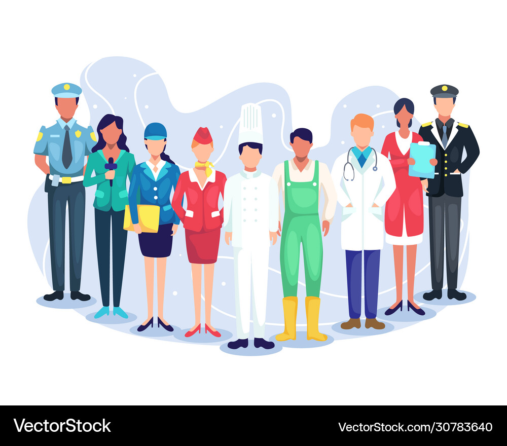 Diverse Professionals Cartoon Group Royalty Free Vector