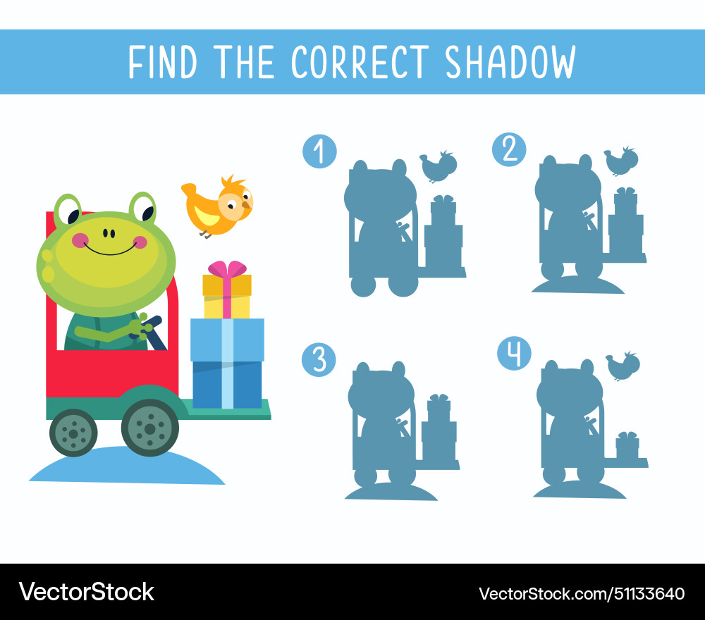 Find the right shadow puzzle game for children Vector Image