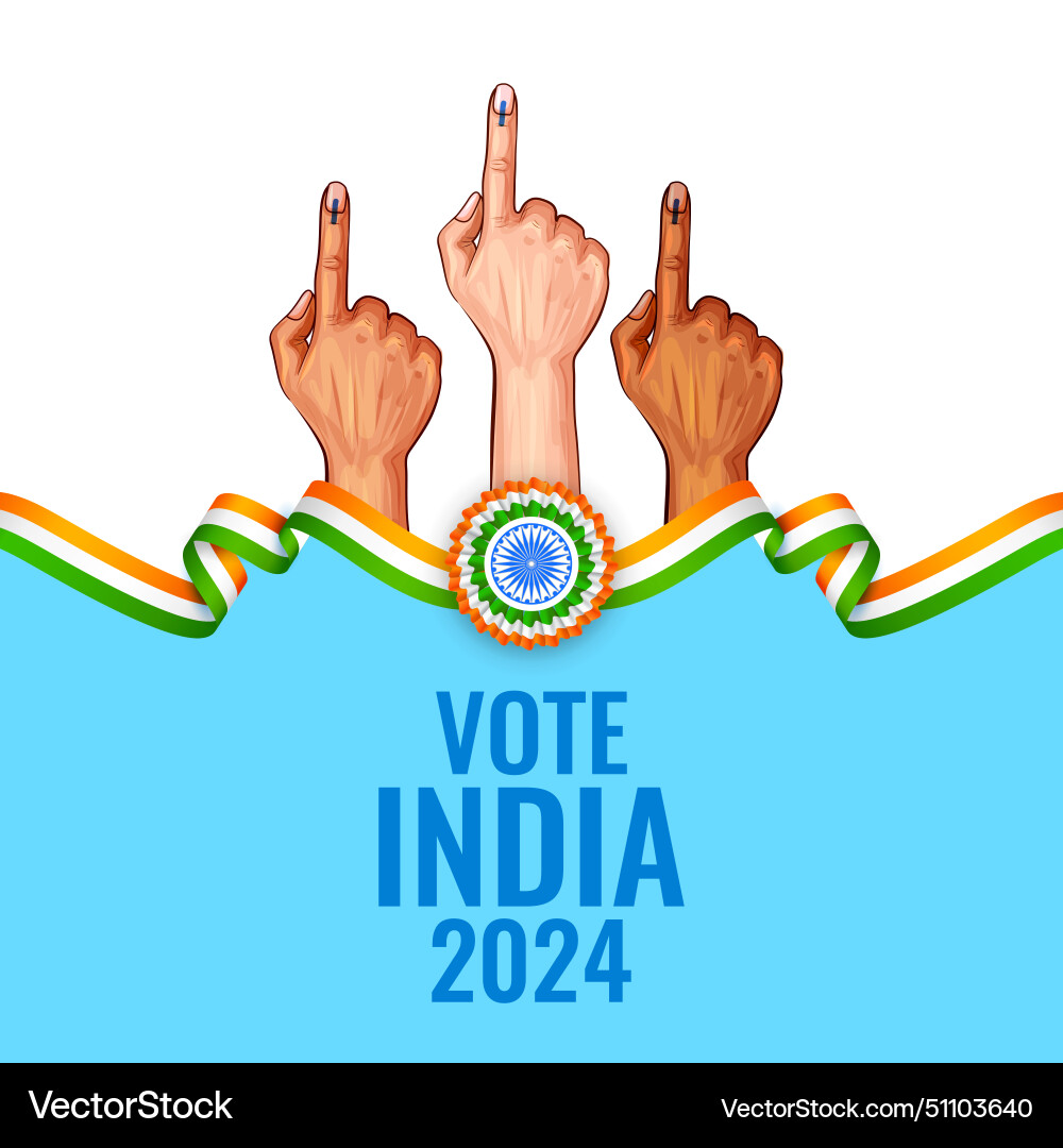 Indian people hand with voting sign showing Vector Image