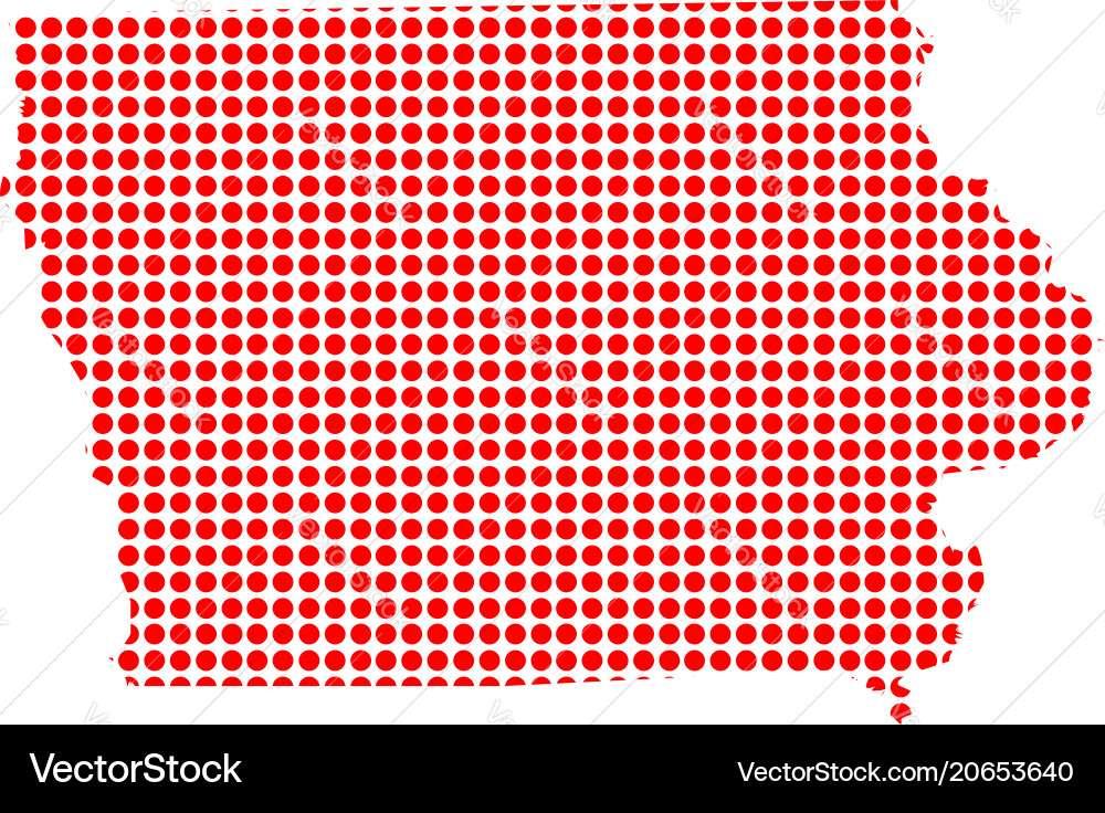Red dot map of iowa Royalty Free Vector Image - VectorStock