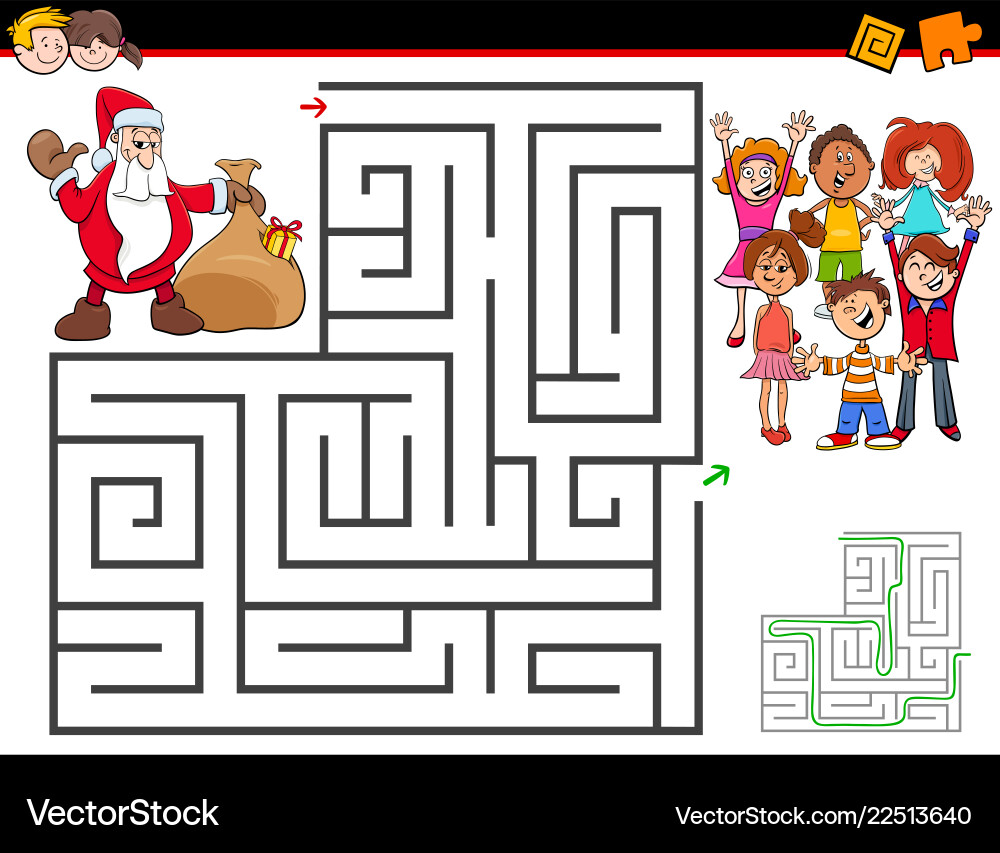 Santa Maze Game for Kids Royalty Free Vector Image