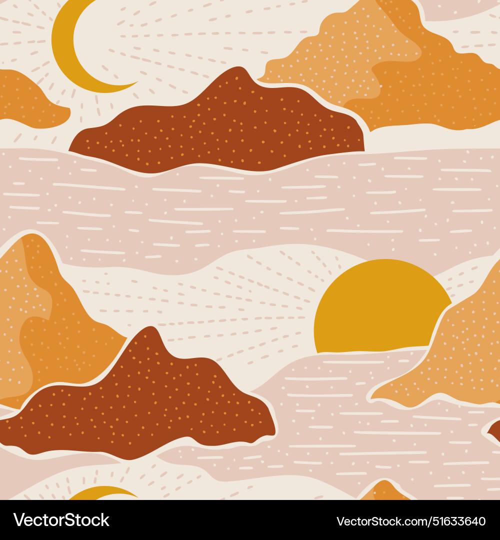 Sunrise and sunset aesthetic neutral seamless Vector Image