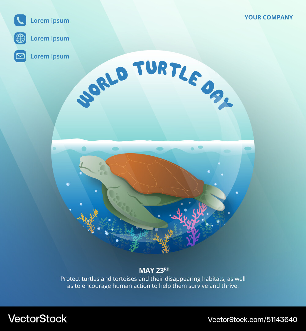 World turtle day background Royalty Free Vector Image
