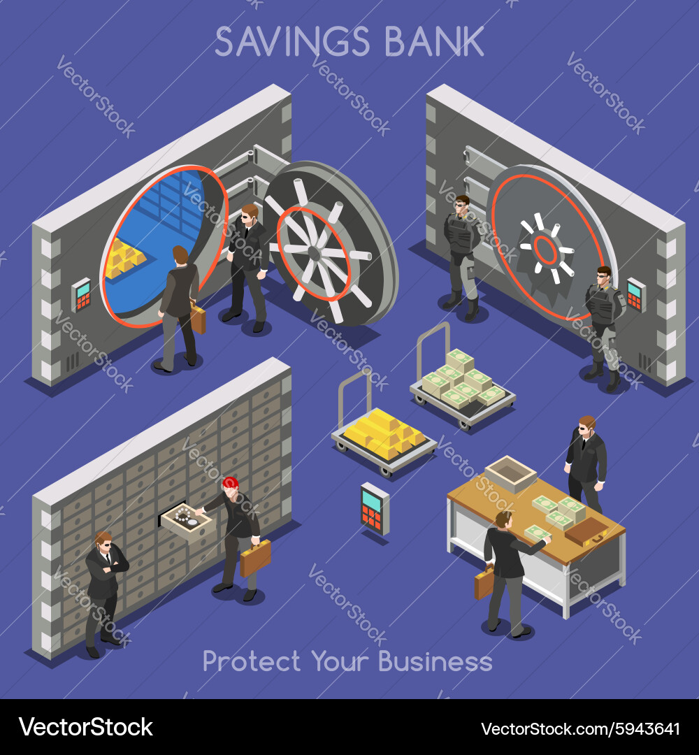 Bank office 01 people isometric 02 Royalty Free Vector Image