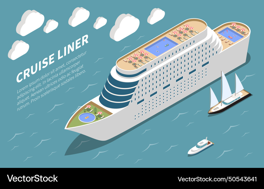 Cruise liner isometric image Royalty Free Vector Image